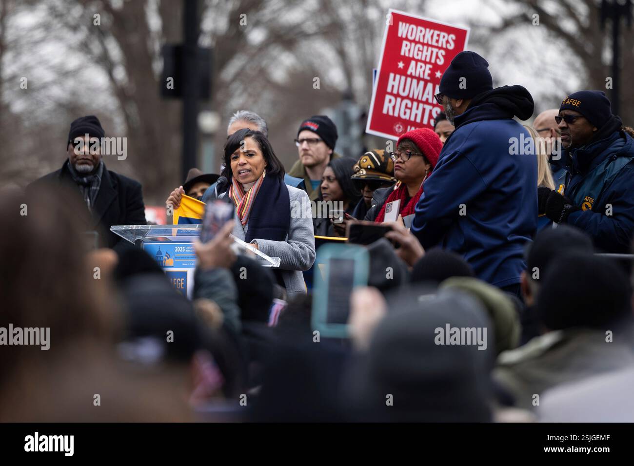 Sen. Angela Alsobrooks (D-Md.) speaks alongside American Federation of ...