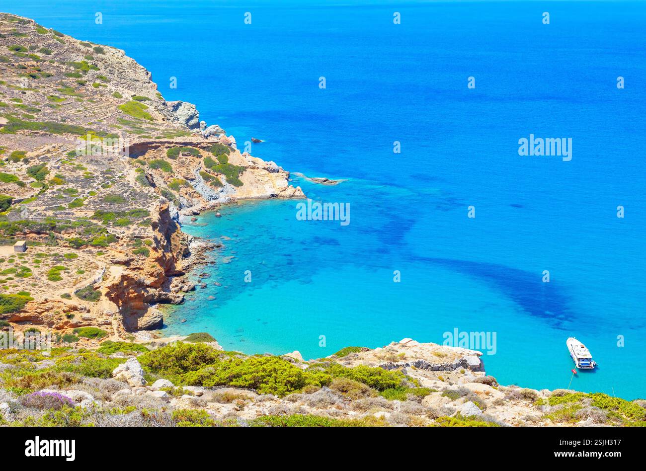 Agali bay, top view, Agali, Folegandros Island, Cyclades Islands ...