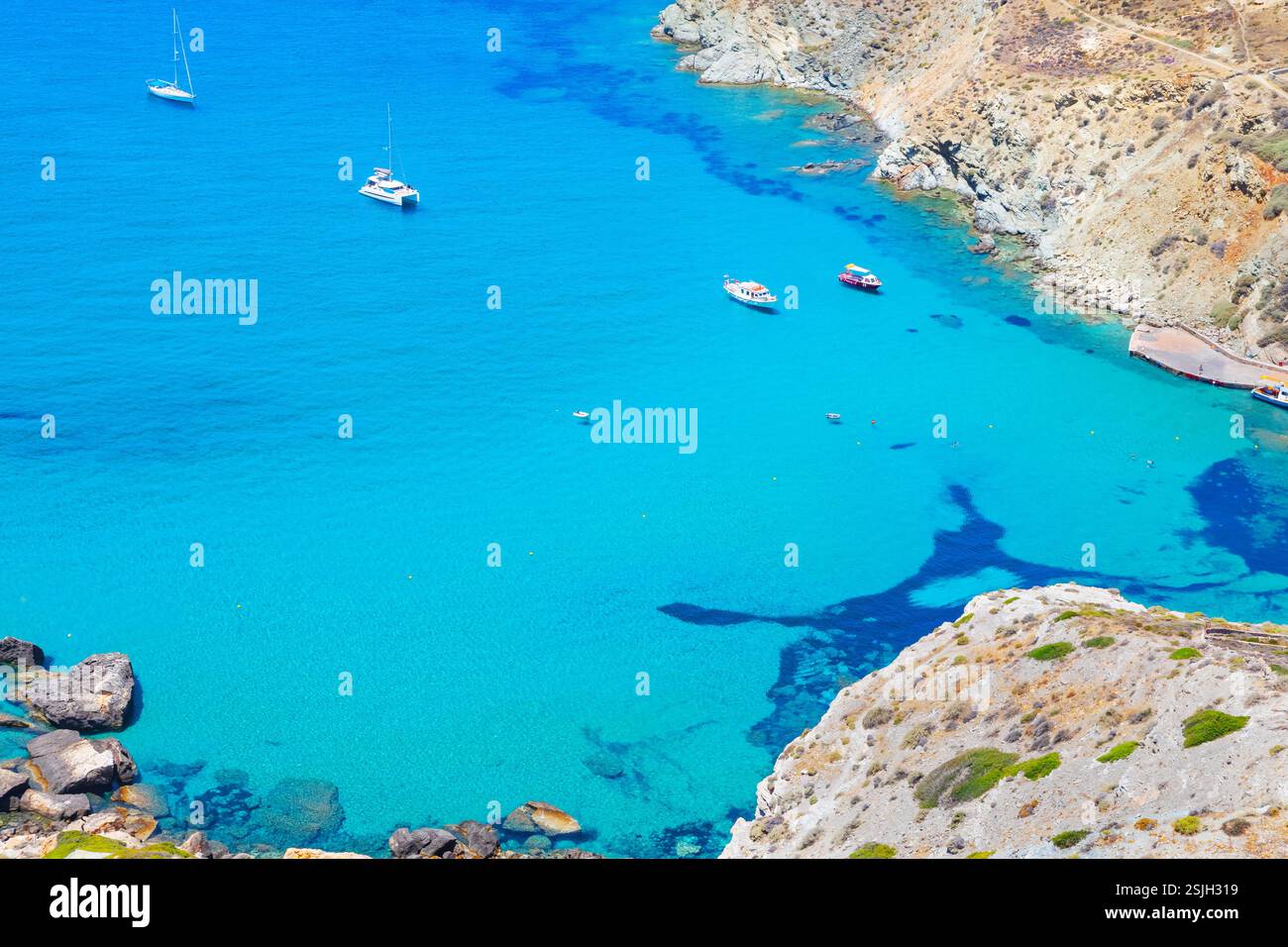 Agali bay, top view, Agali, Folegandros Island, Cyclades Islands ...