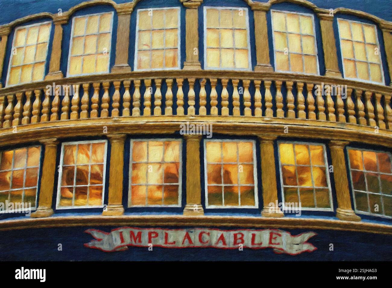 Ship stern, HMS Implacable, National Maritime Museum, Greenwich, London ...
