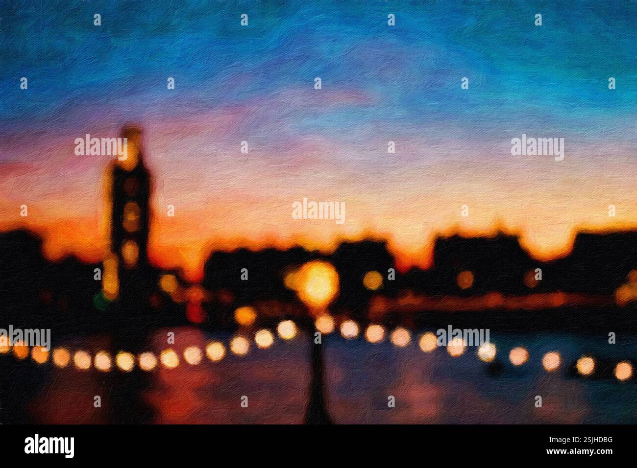 Sun setting on Big Ben and Westminster, London, England Stock Photo - Alamy