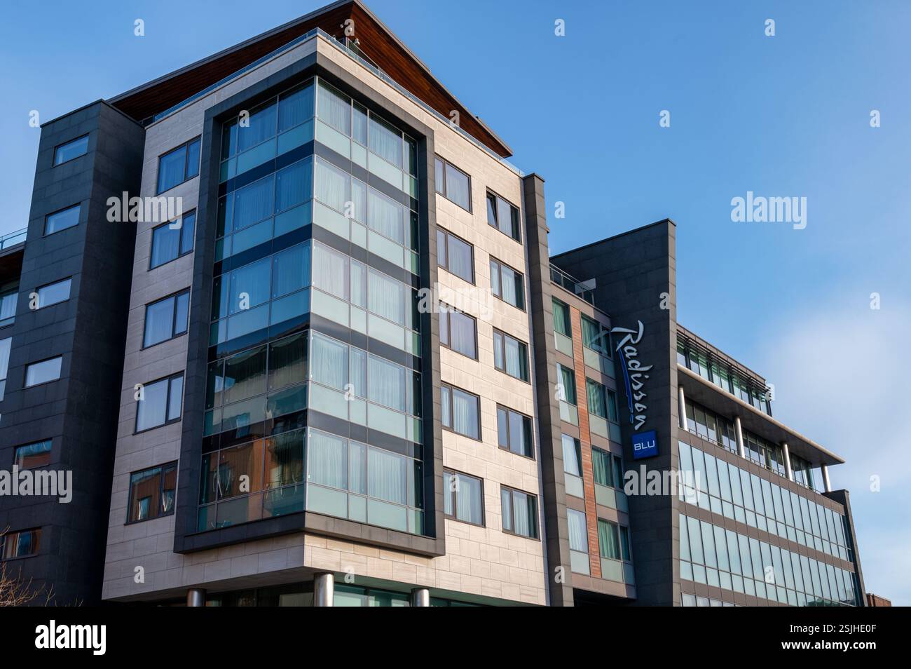 Dublin, Ireland- Feb 3, 2025: The side of the Radisson Blu Royal Hotel ...