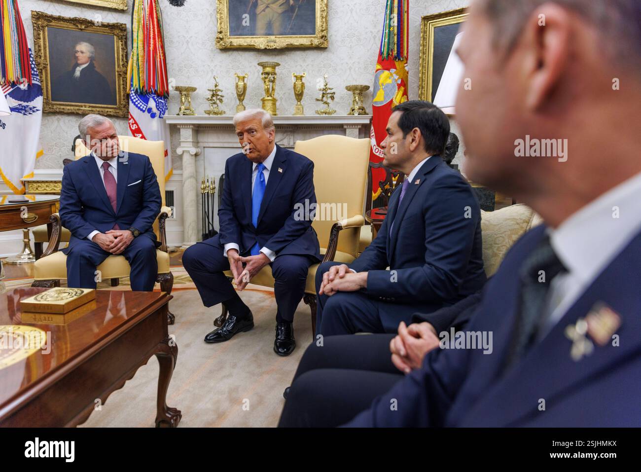 US President Donald J. Trump holds a meeting with the King of Jordan ...