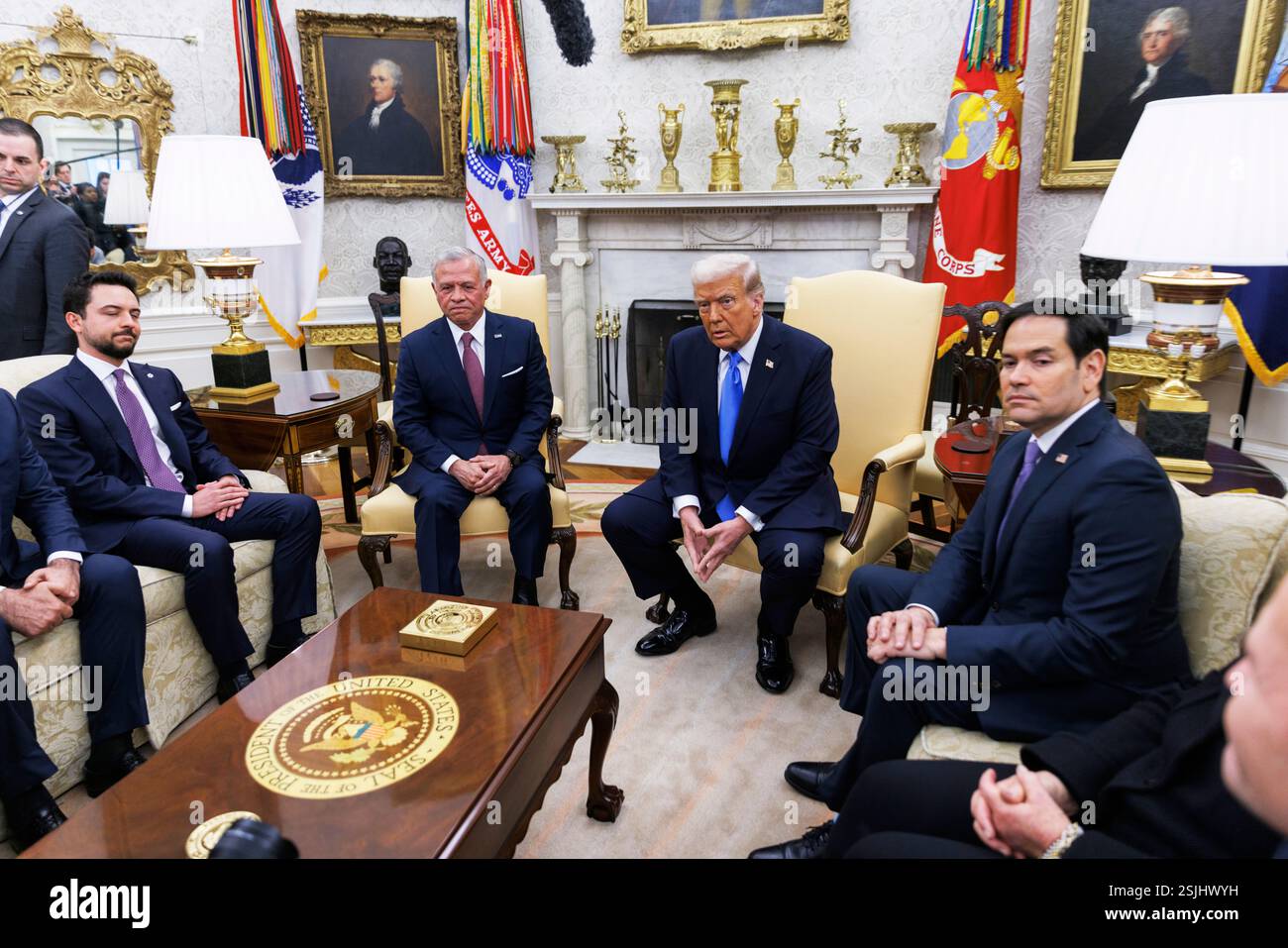 US President Donald J. Trump holds a meeting with the King of Jordan ...