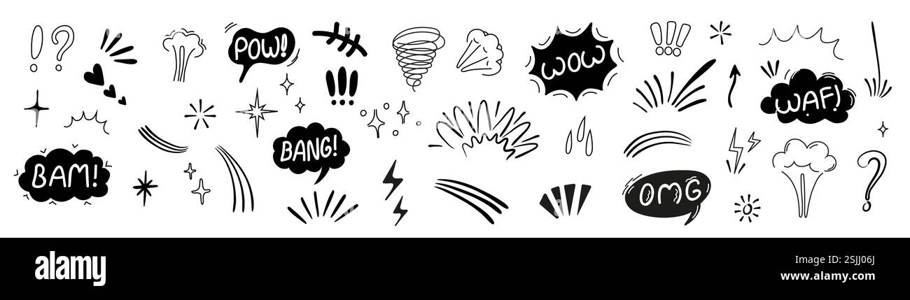 comic boom effects in a continuous line art style. Includes speech ...