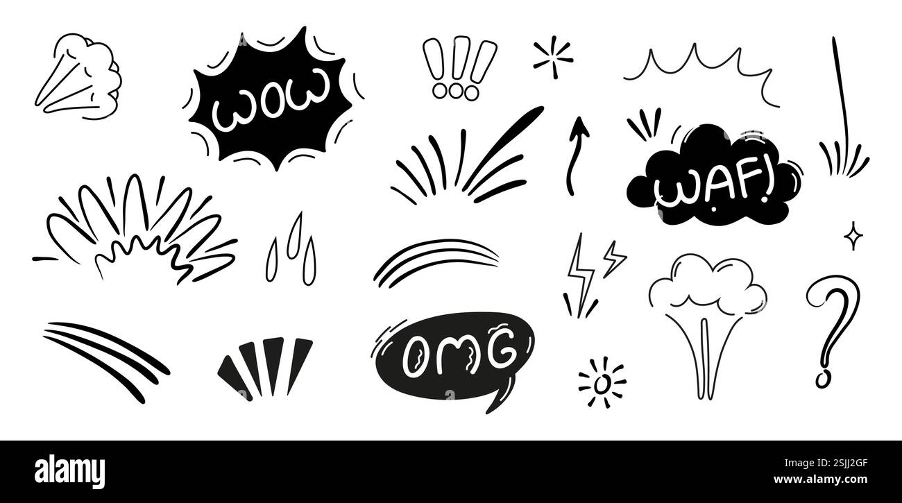 comic boom effects in a continuous line art style. Includes speech ...