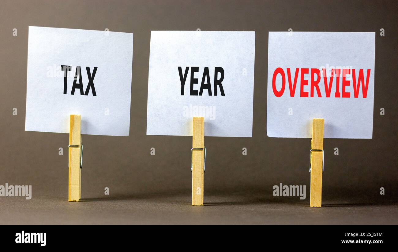 Tax year overview symbol. Concept words Tax year overview on beautiful ...