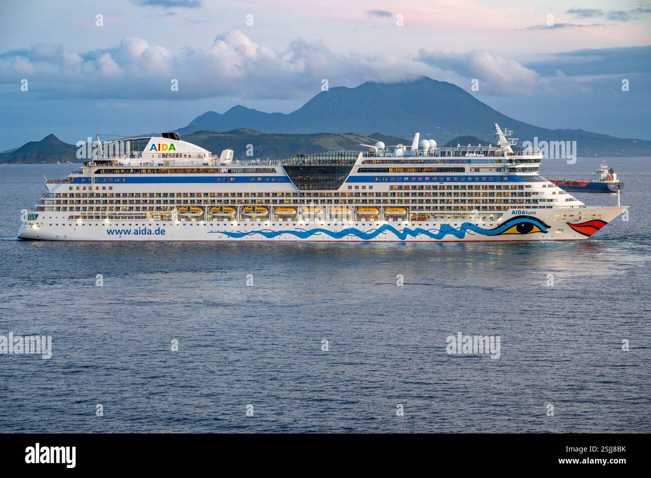 AIDA Cruises AIDAluna Cruise Ship Departs Port Zante St Kitts In Early ...