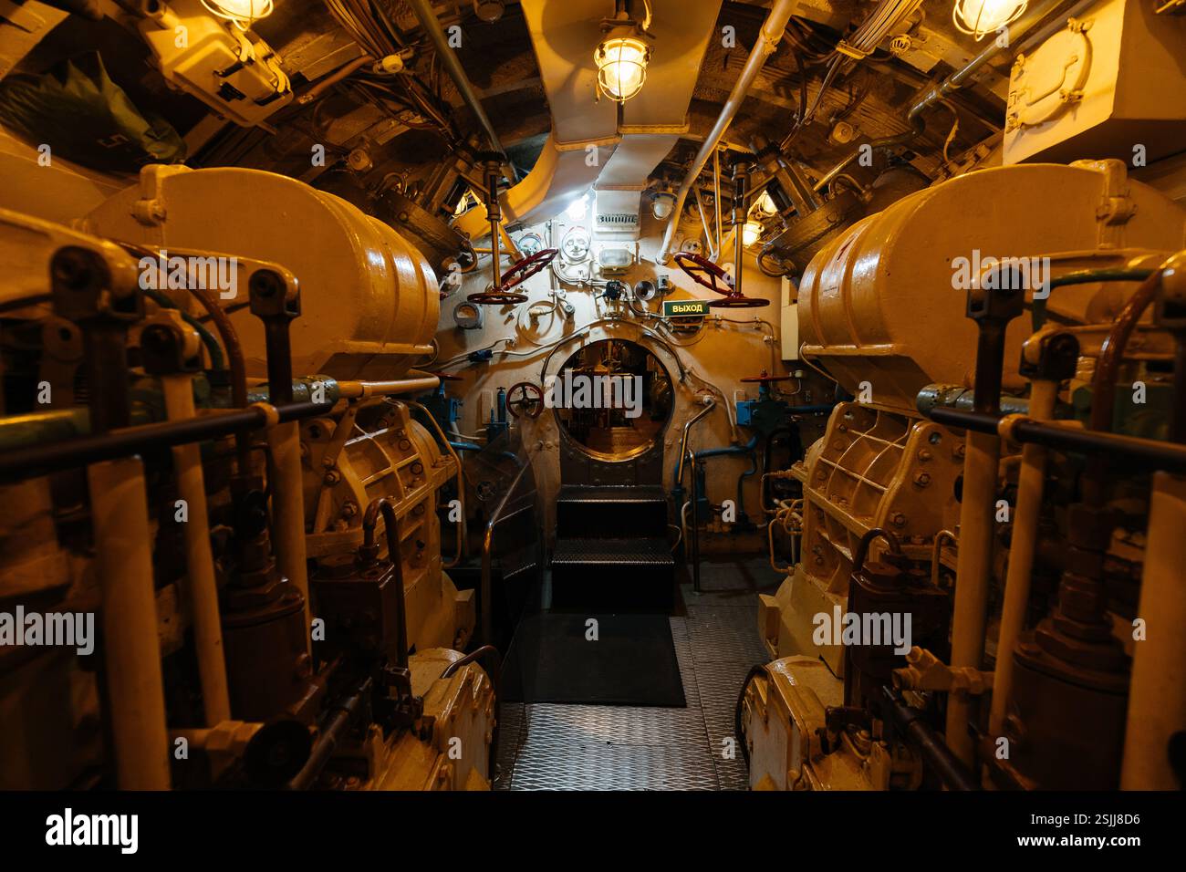 Inside old diesel military submarine Stock Photo - Alamy