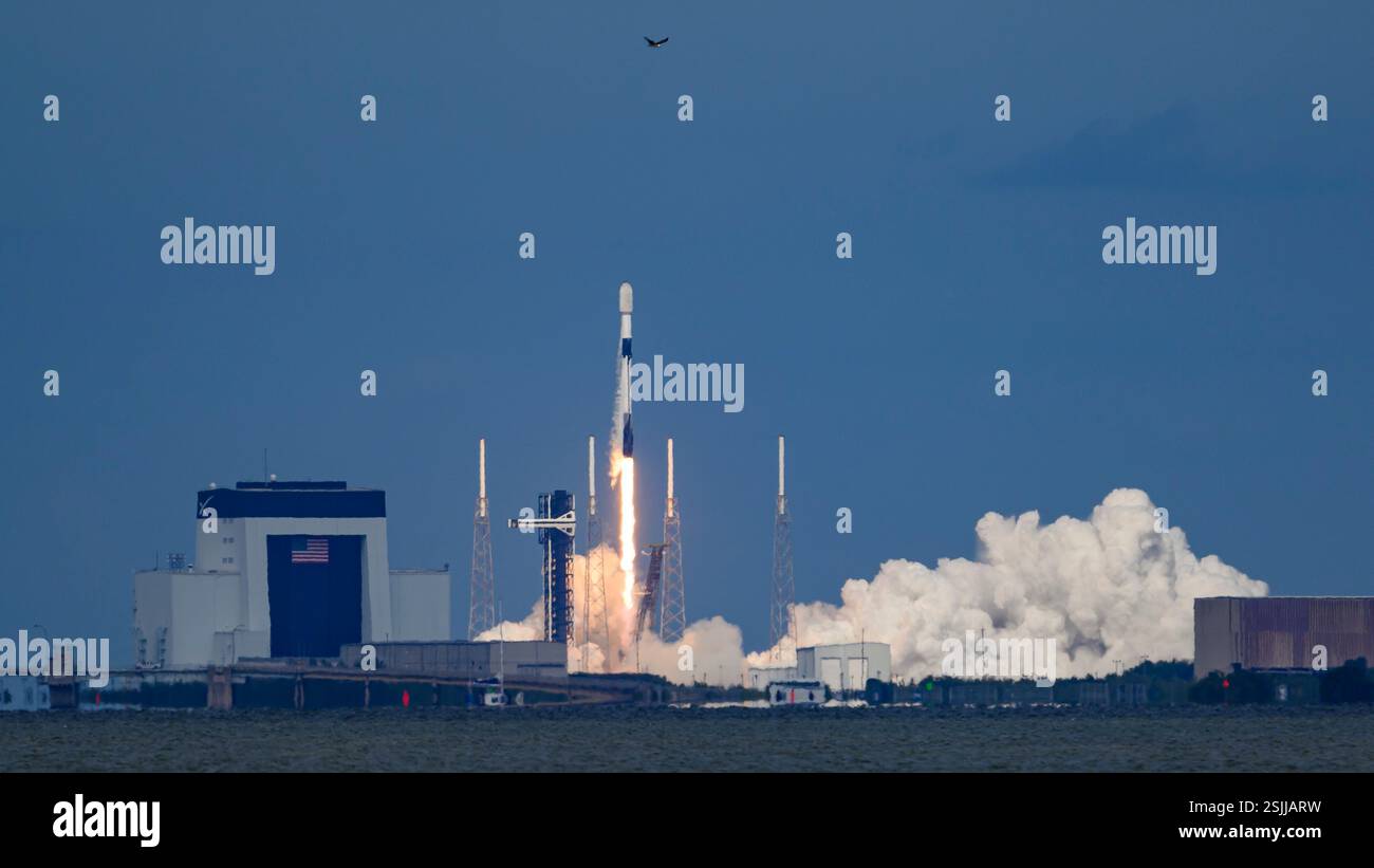 Cape Canaveral, Florida, USA. 11th Feb, 2025. A SpaceX Falcon 9 rocket ...