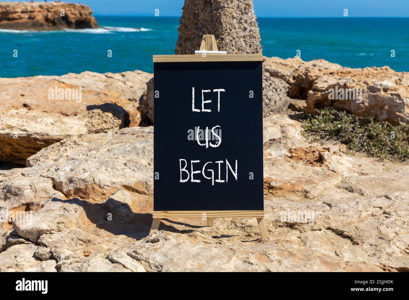 Let us begin symbol. Concept words Let us begin on beautiful black ...