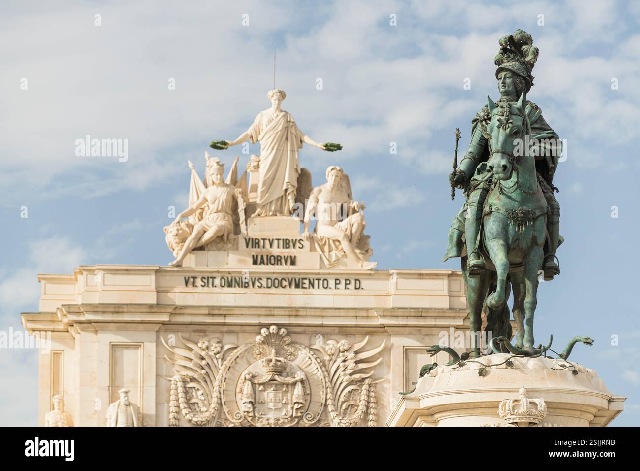 Statue of King Joseph I, Arco da Rua Augusta, Praca do Comercio, Lisbon ...