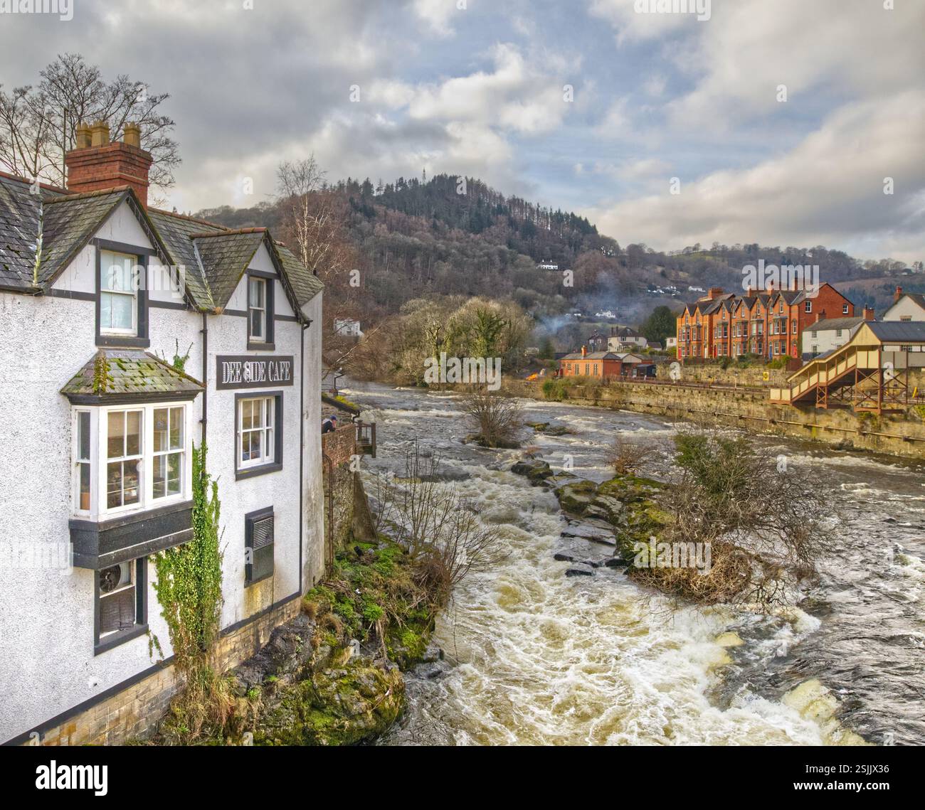 Views at Llangollen in Dee Valley in North Wales including the River ...