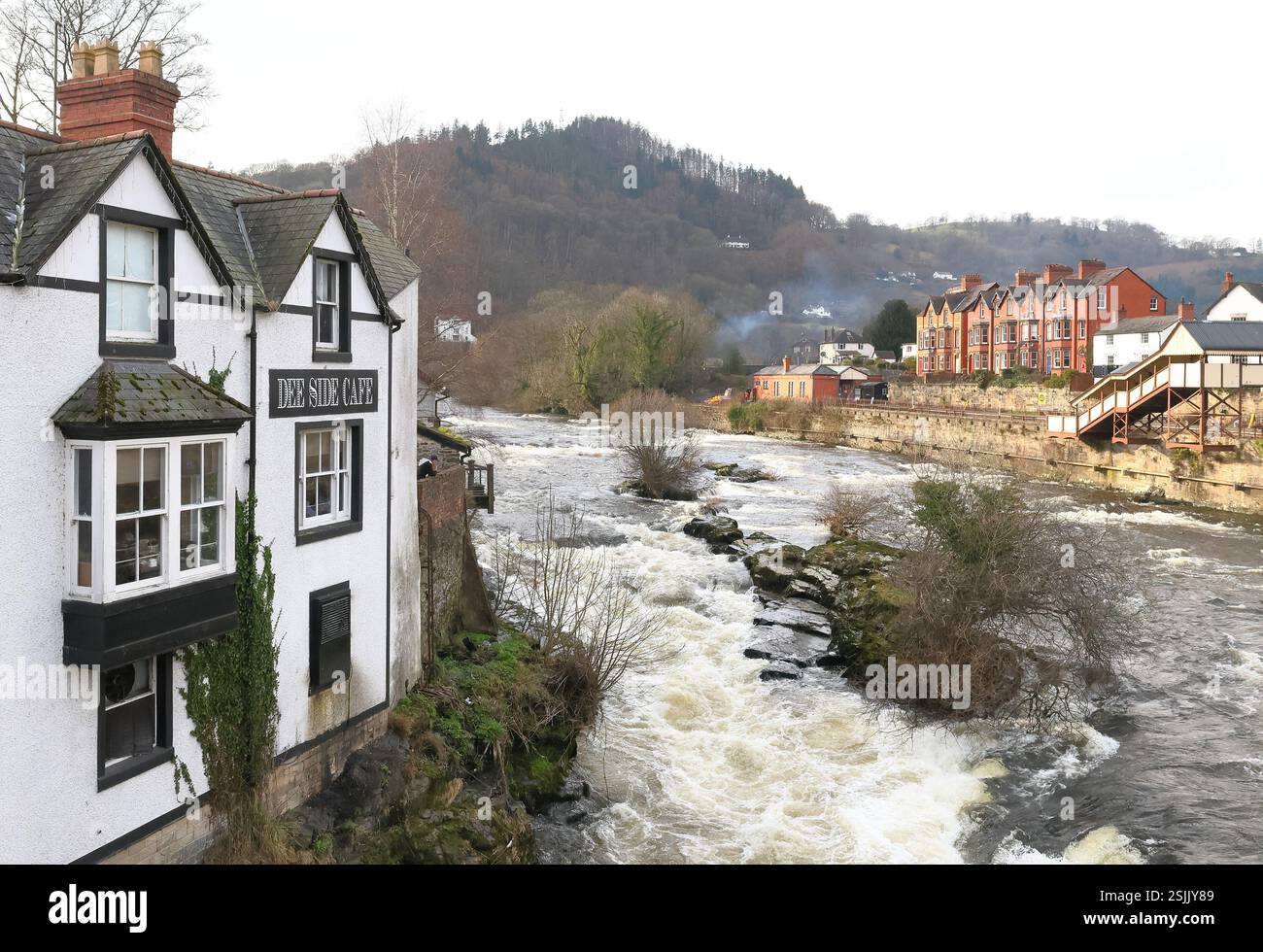 Views at Llangollen in Dee Valley in North Wales including the River ...