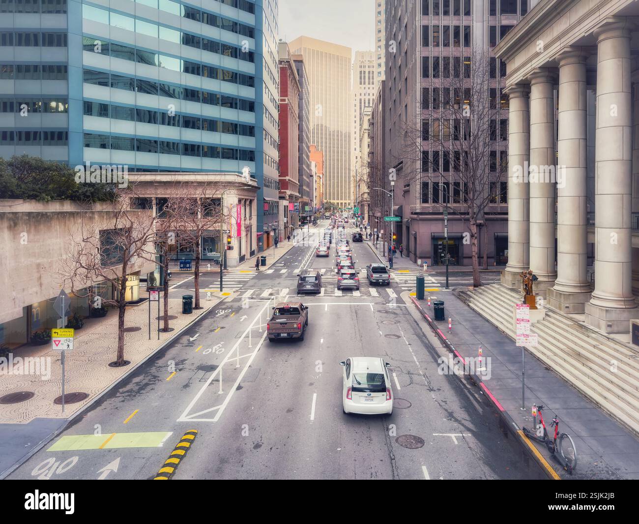 The image captures a bustling San Francisco street scene, line with ...