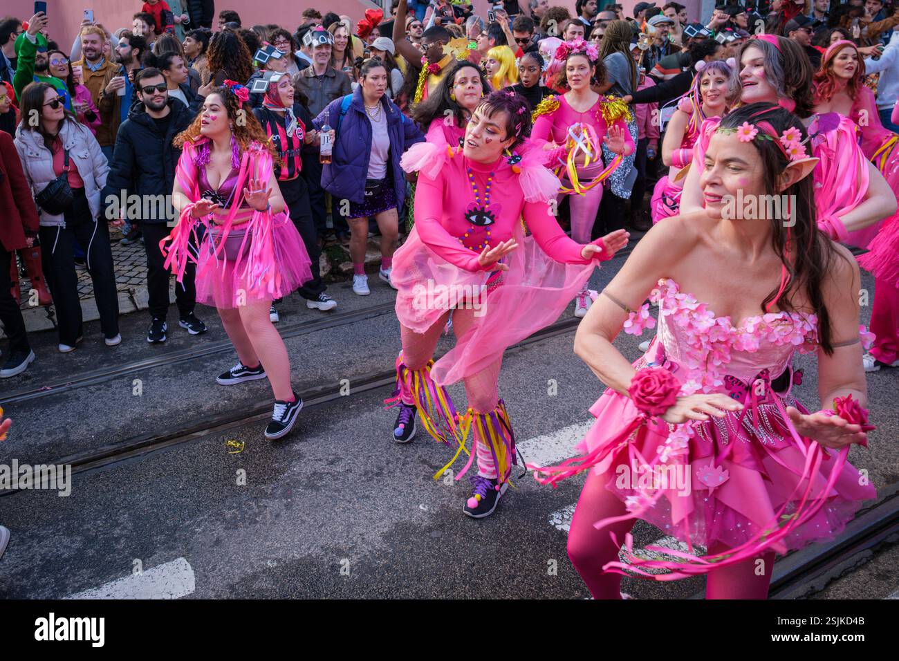 Carnival parade in streets of Lisbon by artistic collective Clandestine ...