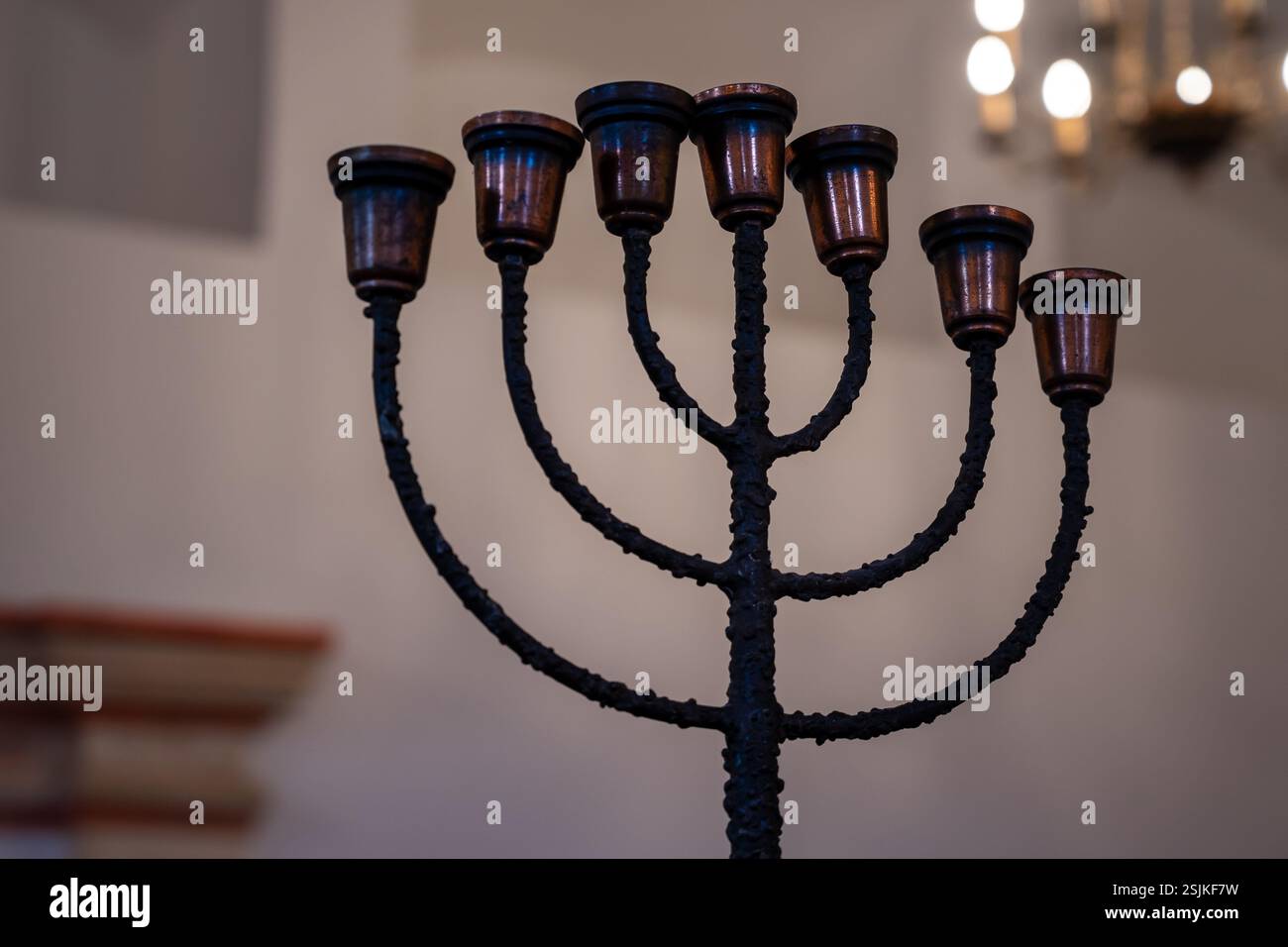 Kazimierz Dolny, Poland 02 February 2025 temple menorah in a historic ...