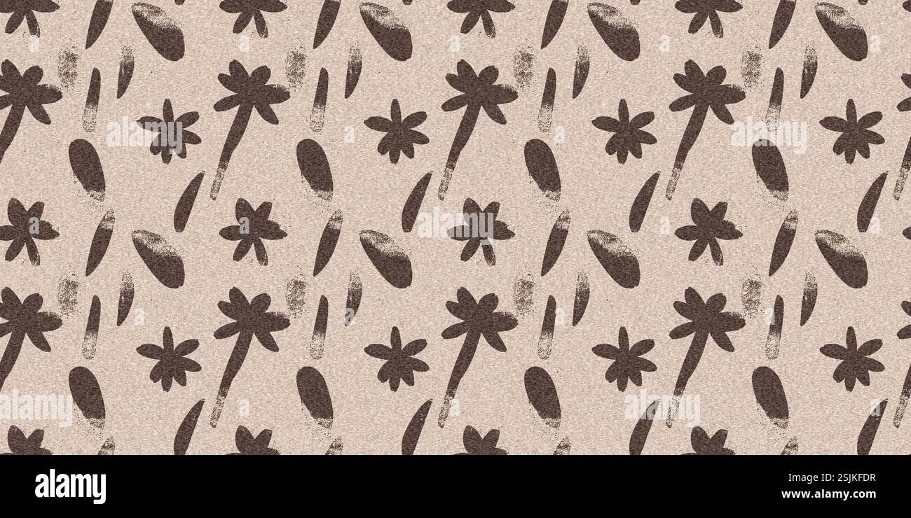 Mocha brown linen floral patterns seamless patterns border design ...