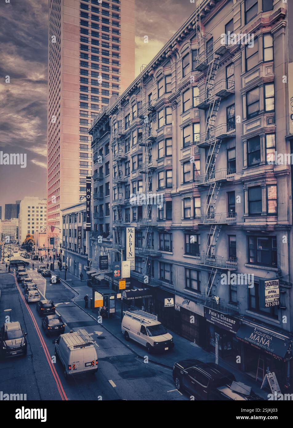 The image captures a bustling San Francisco street scene, line with ...