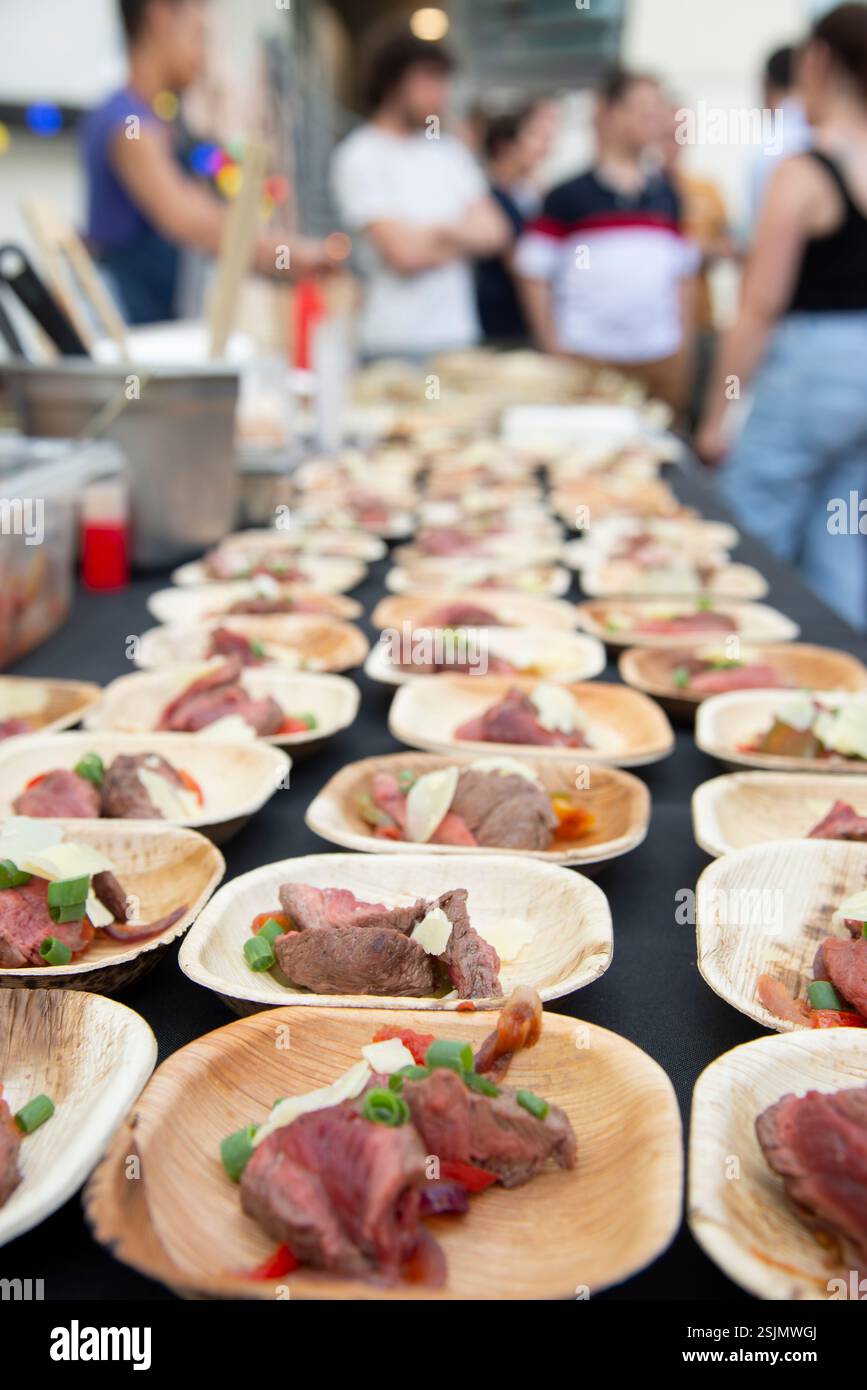 Individual dishes prepared by a caterer for a corporate event Stock ...