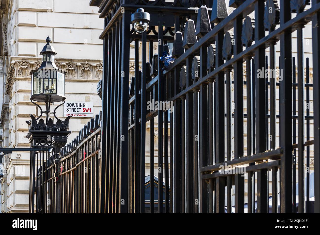 The entrance gates of Downing Street. 10. Official residence and office ...