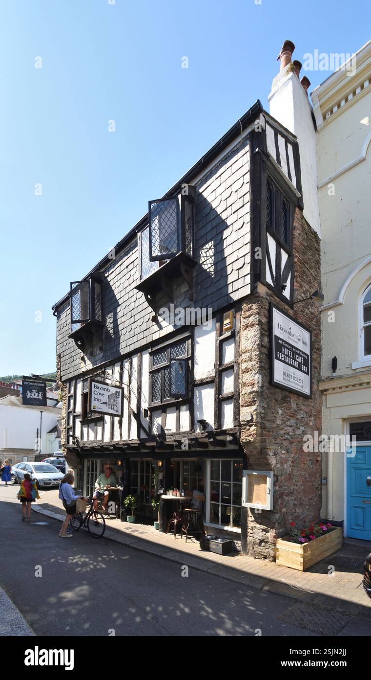 Dartmouth, Devon, half-timbered house in Lower Street, Bayards Cove Inn ...