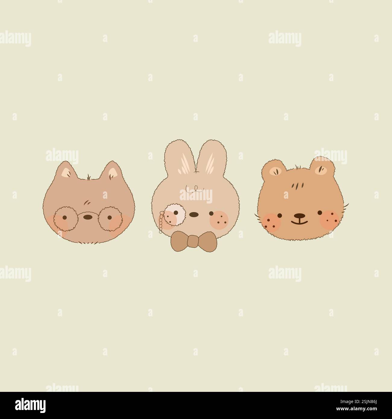 Vector illustration of cute cat, rabbit and bear Stock Vector Image ...