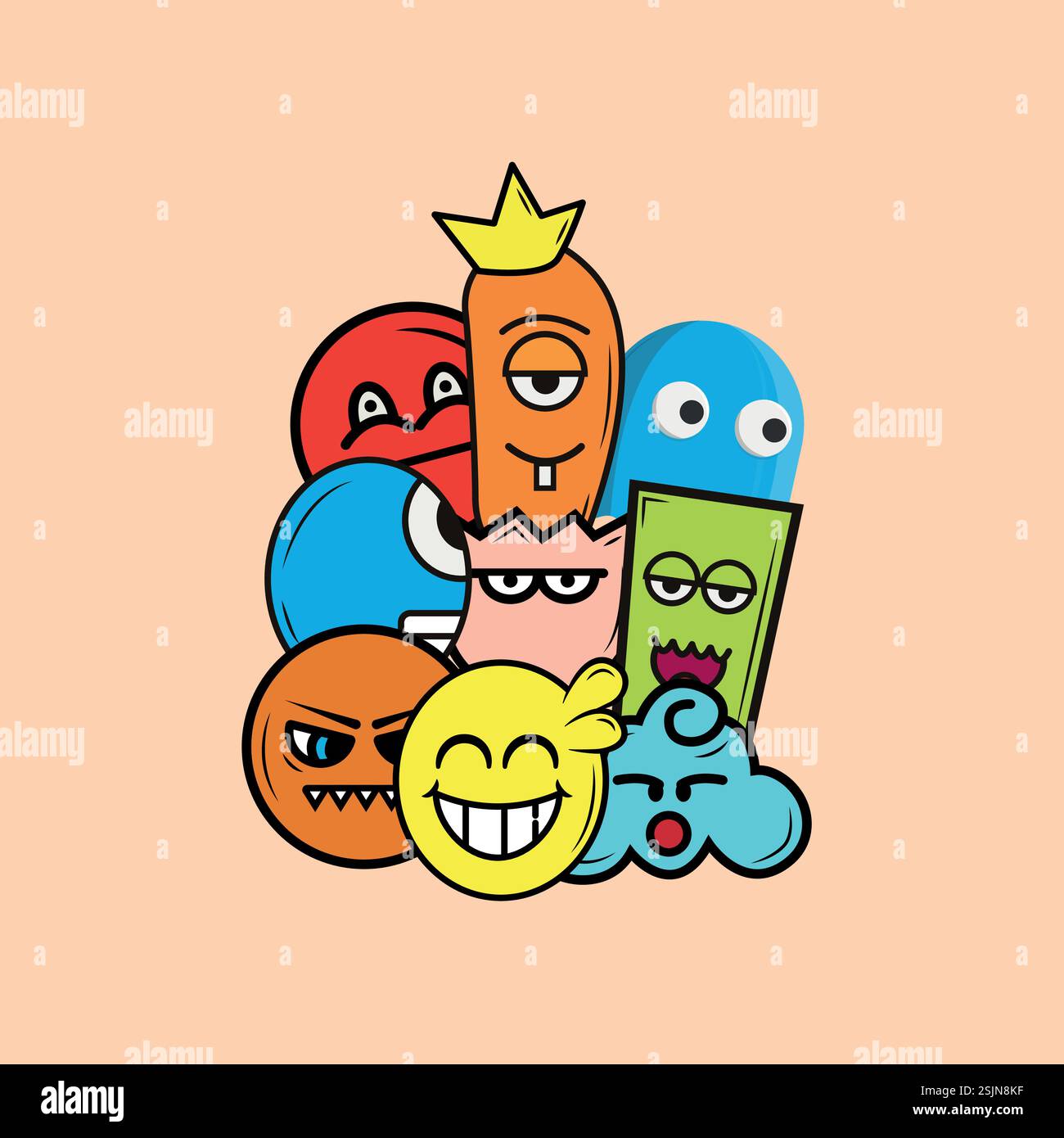 Doodle set with many cute characters Stock Vector Image & Art - Alamy