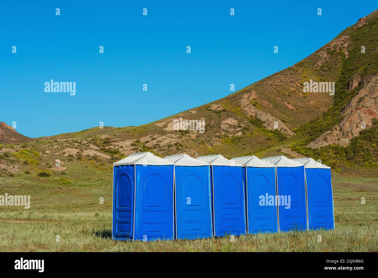 free public toilet in the field. bio toilets for a crowded event Stock ...