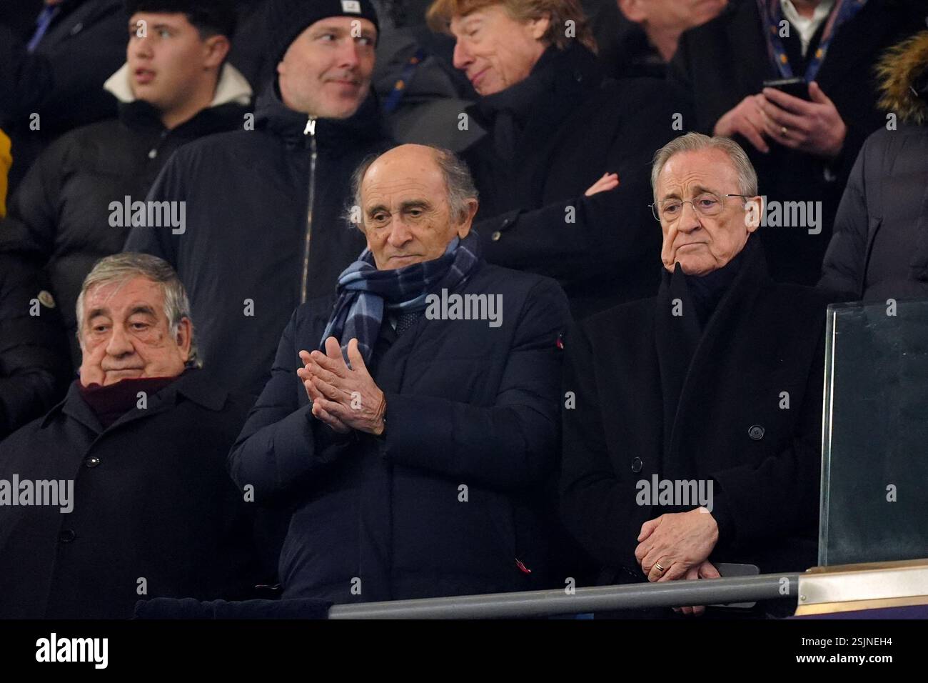 Real Madrid president Florentino Perez (right) with Pedro Lopez Jimenez ...