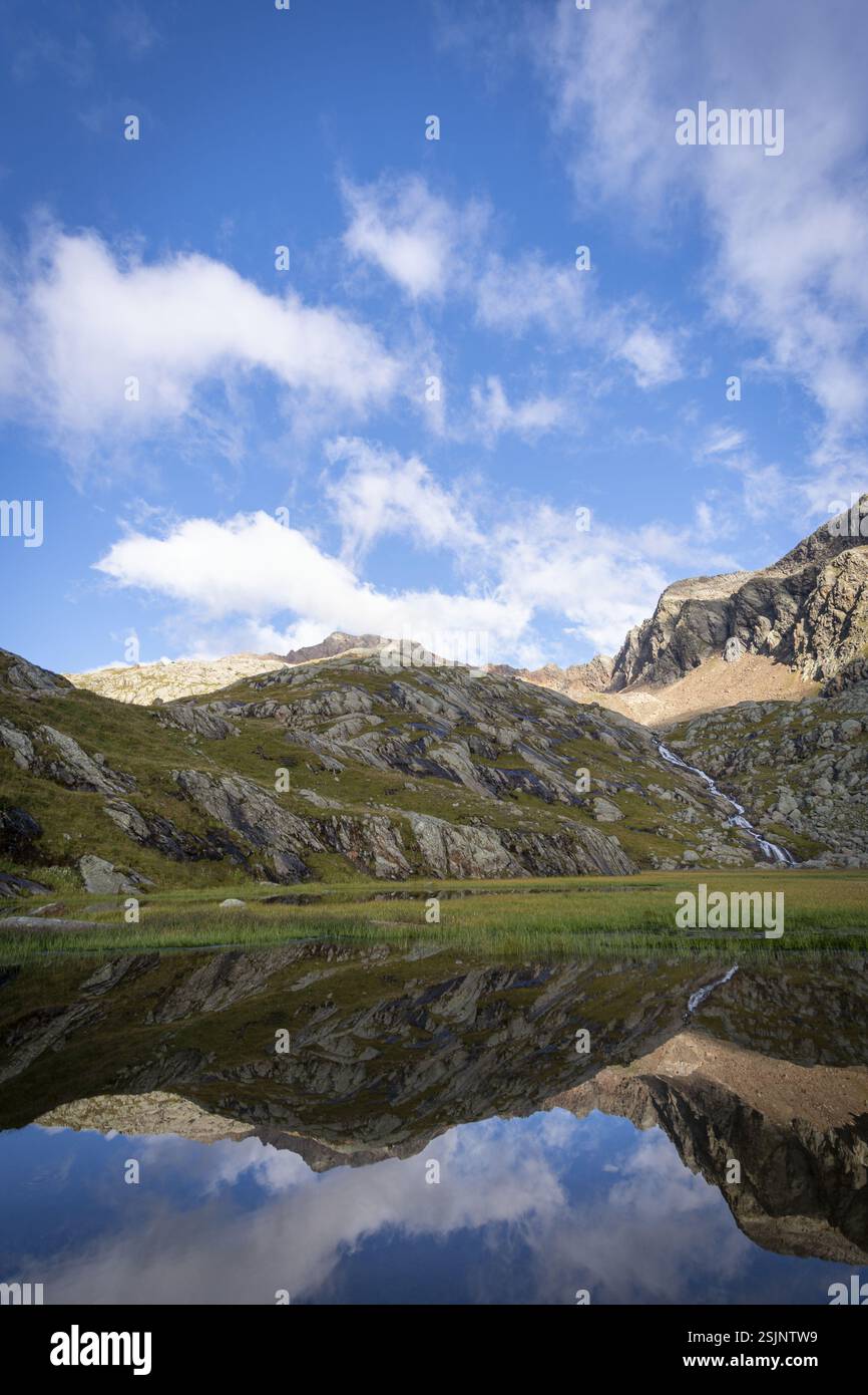 Small alpine lake with perfect reflections Stock Photo - Alamy