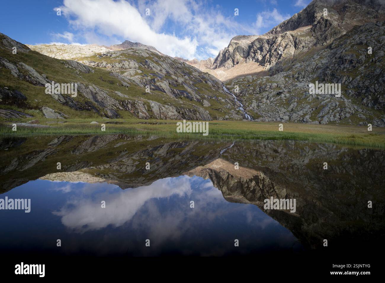 Small alpine lake with perfect reflections Stock Photo - Alamy