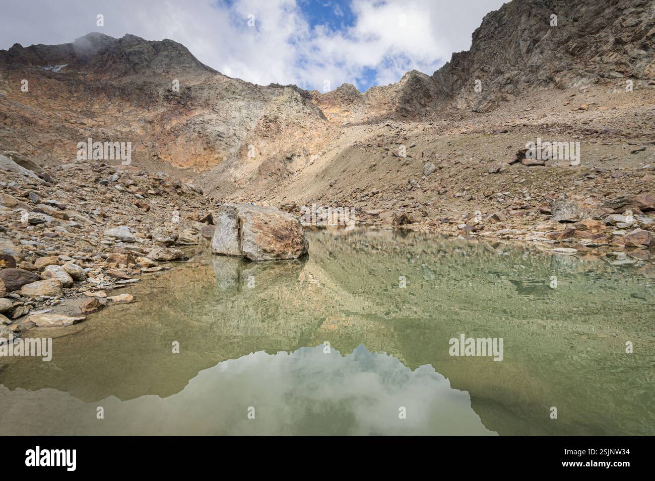 Small alpine lake with perfect reflections Stock Photo - Alamy