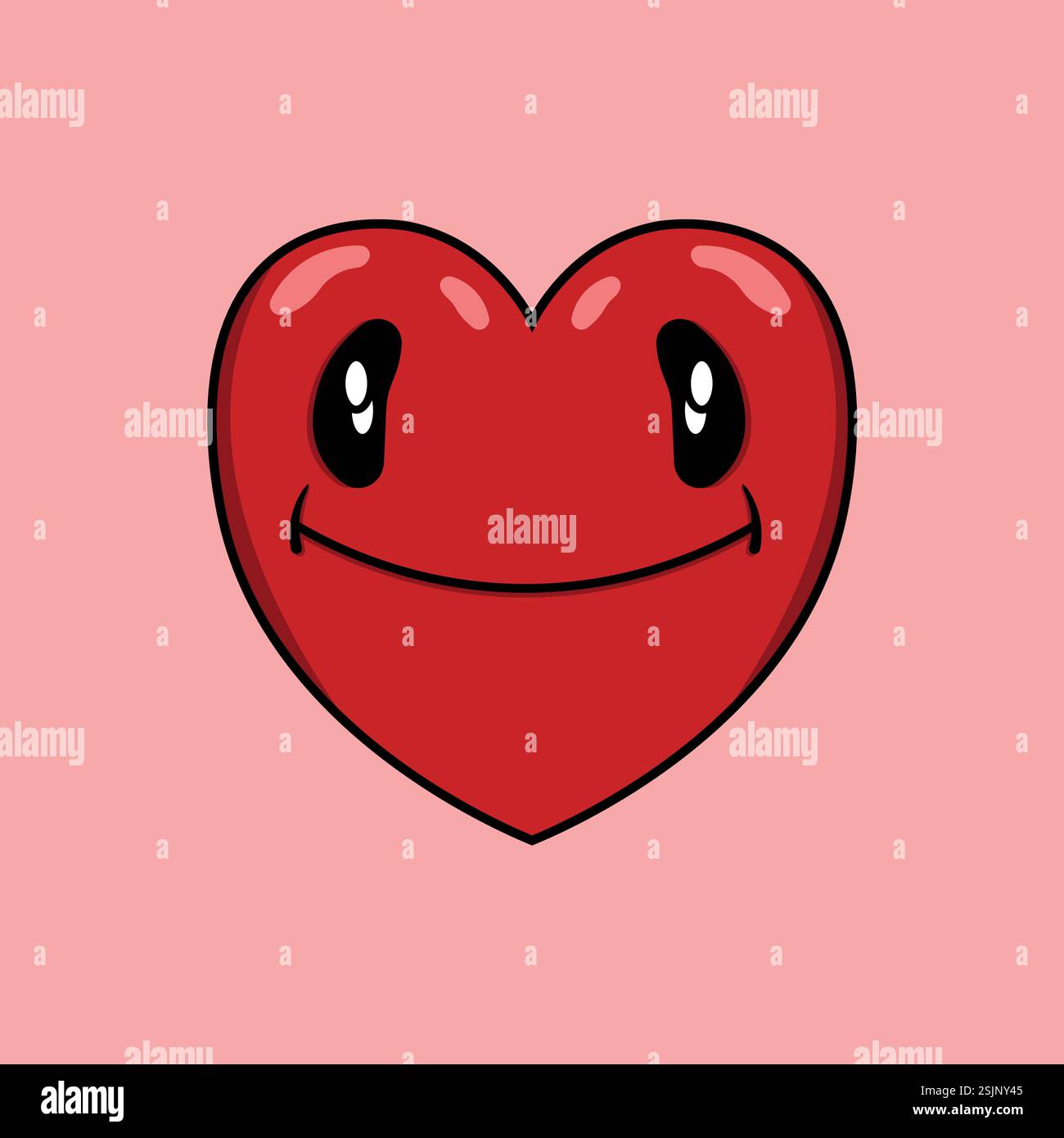 Cute vector red heart smiling Stock Vector Image & Art - Alamy