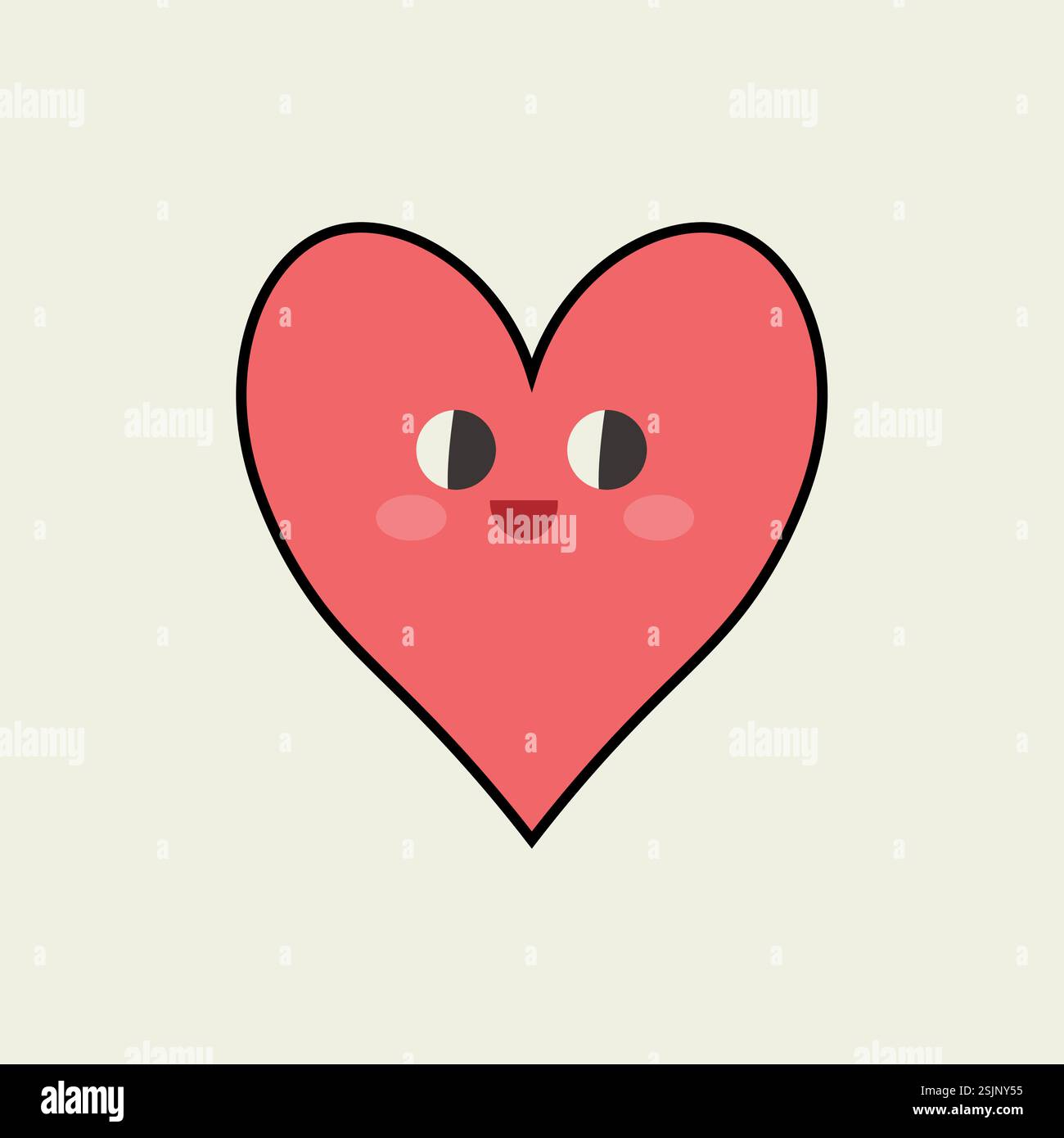 Cute vector red heart smiling Stock Vector Image & Art - Alamy