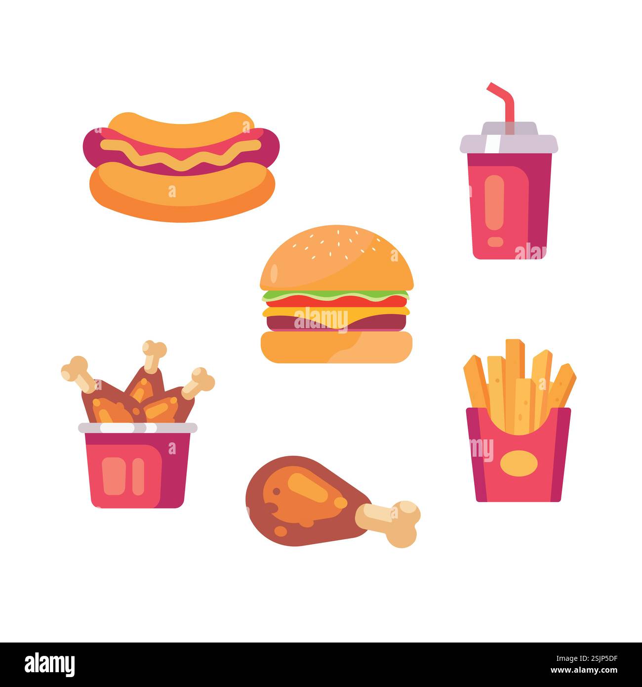 Vector fast food menu colorful icons set Stock Vector Image & Art - Alamy