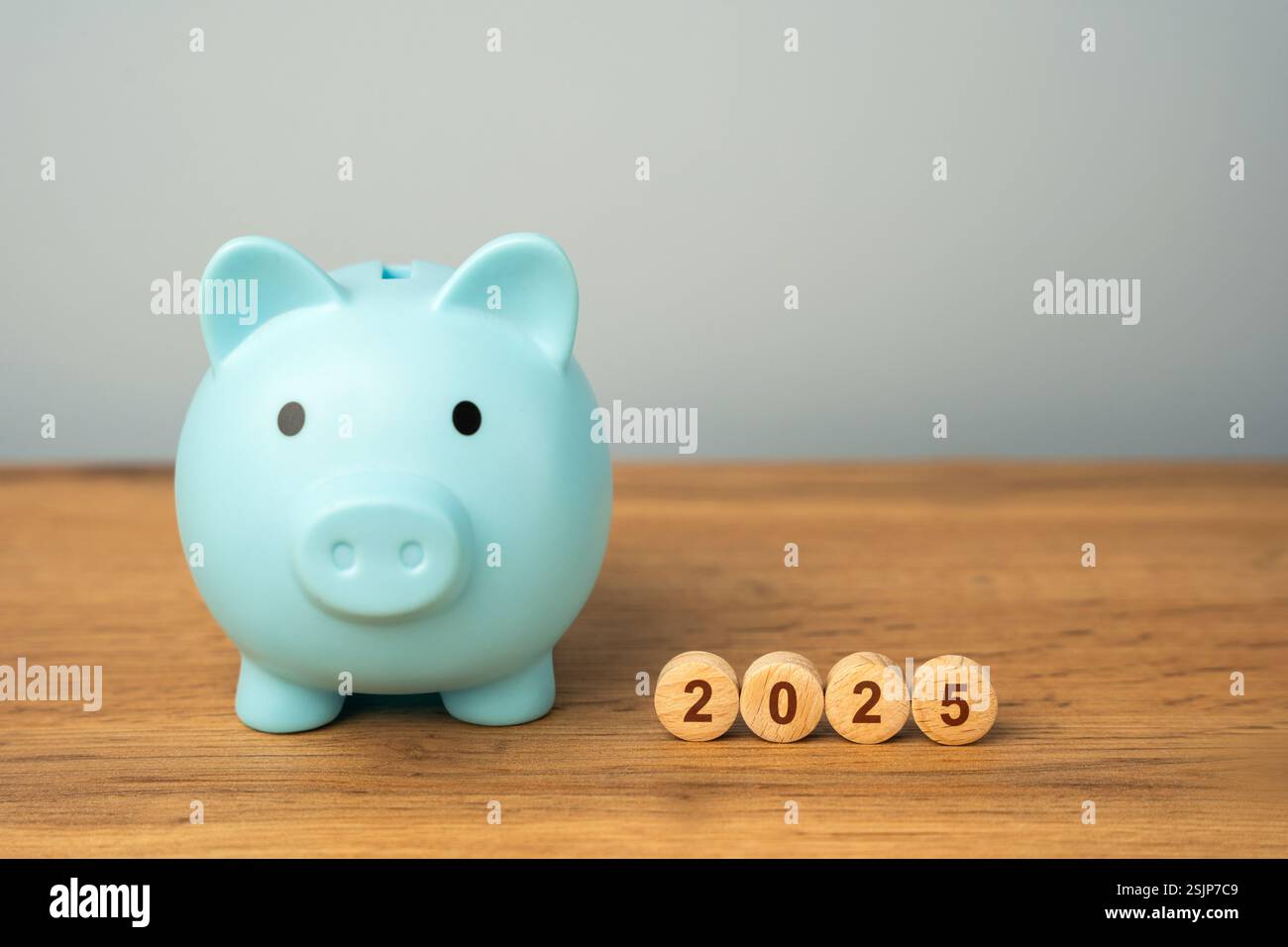 Piggy bank pig and blocks 2025. Budget planning concept. Financial ...