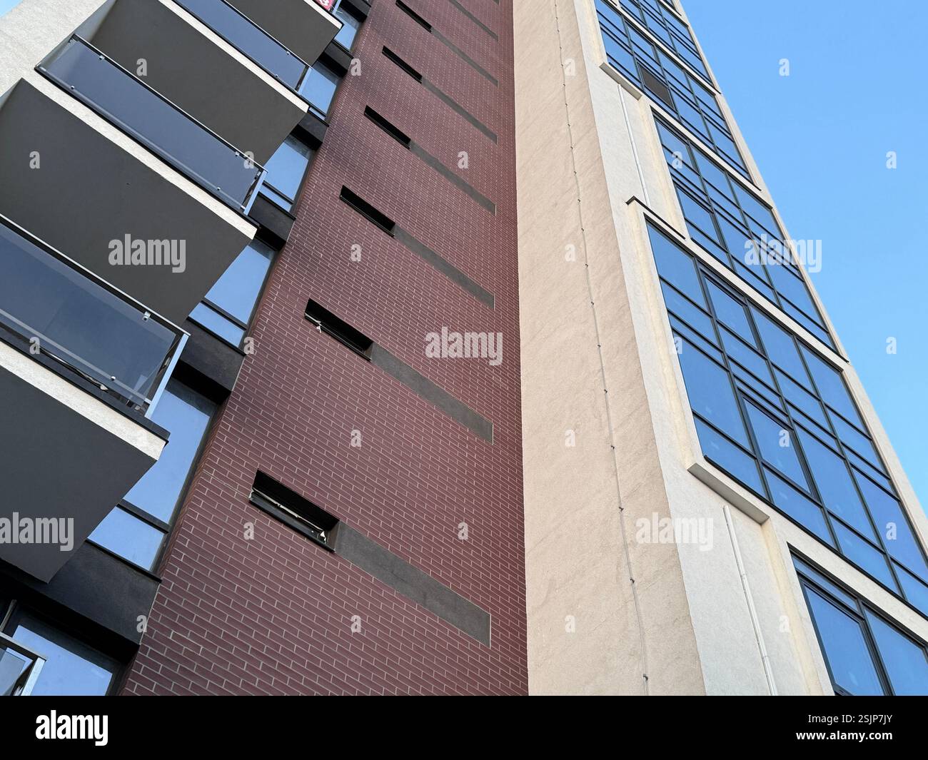 View of multi-storey buildings in a modern residential complex on a ...