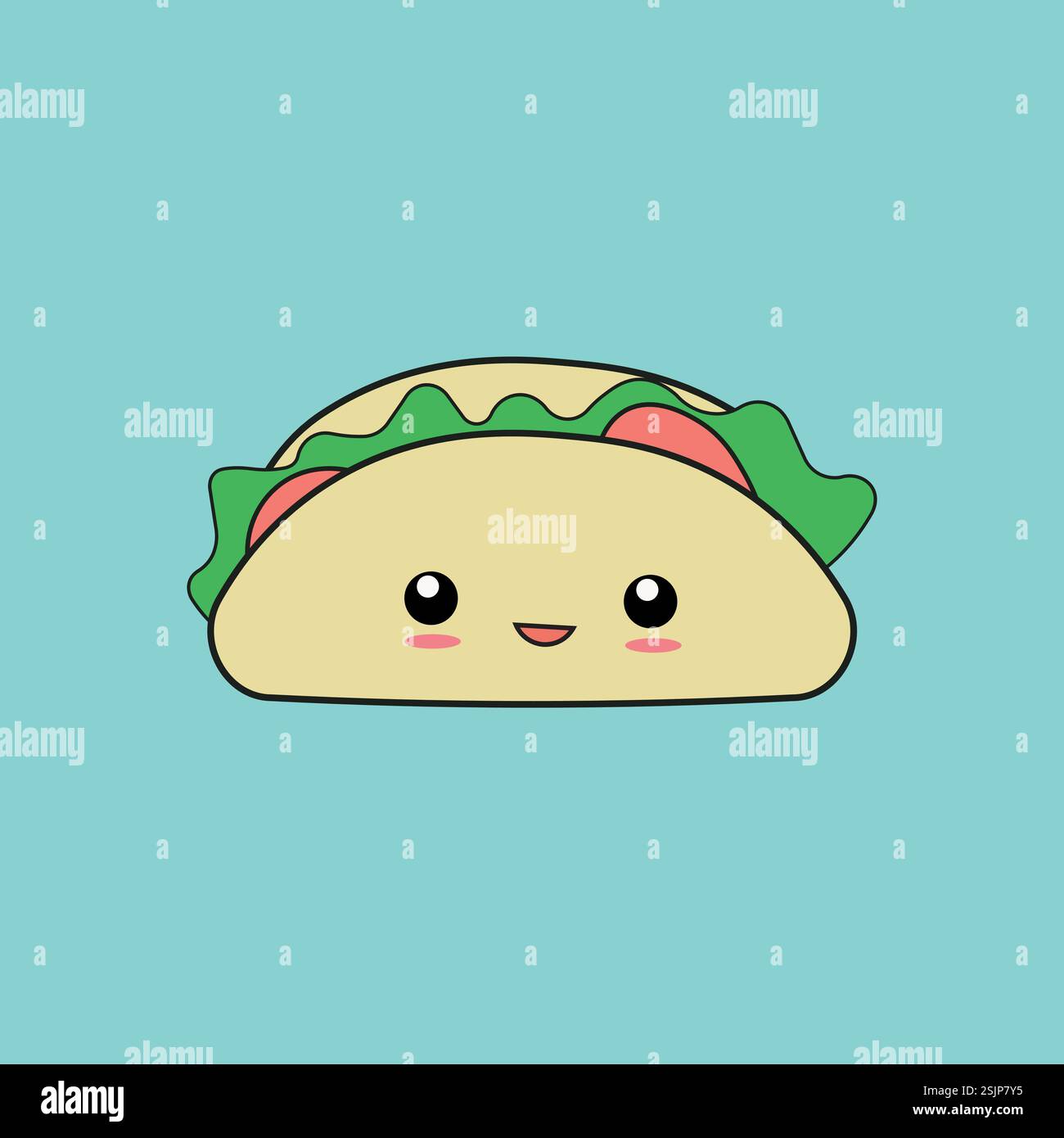 Taco with a kawaii face on a blue background Stock Vector Image & Art ...