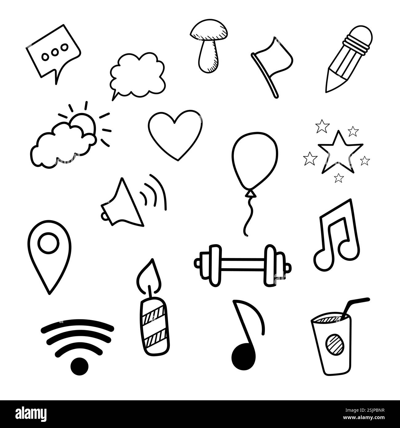 Cute hand drawn doodle vector set Stock Vector Image & Art - Alamy