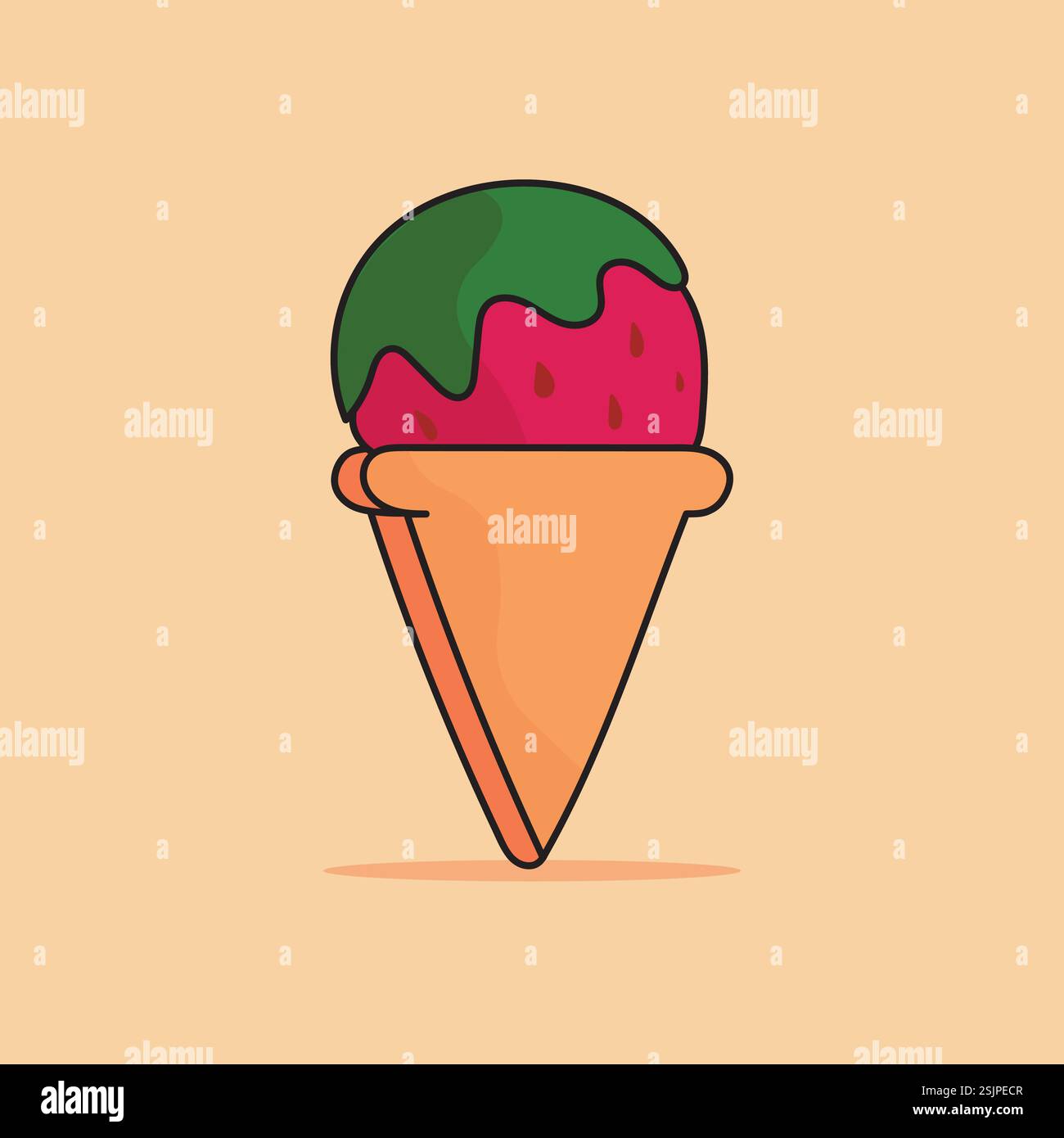 Vector ice cream cone cartoon icon illustration Stock Vector Image ...