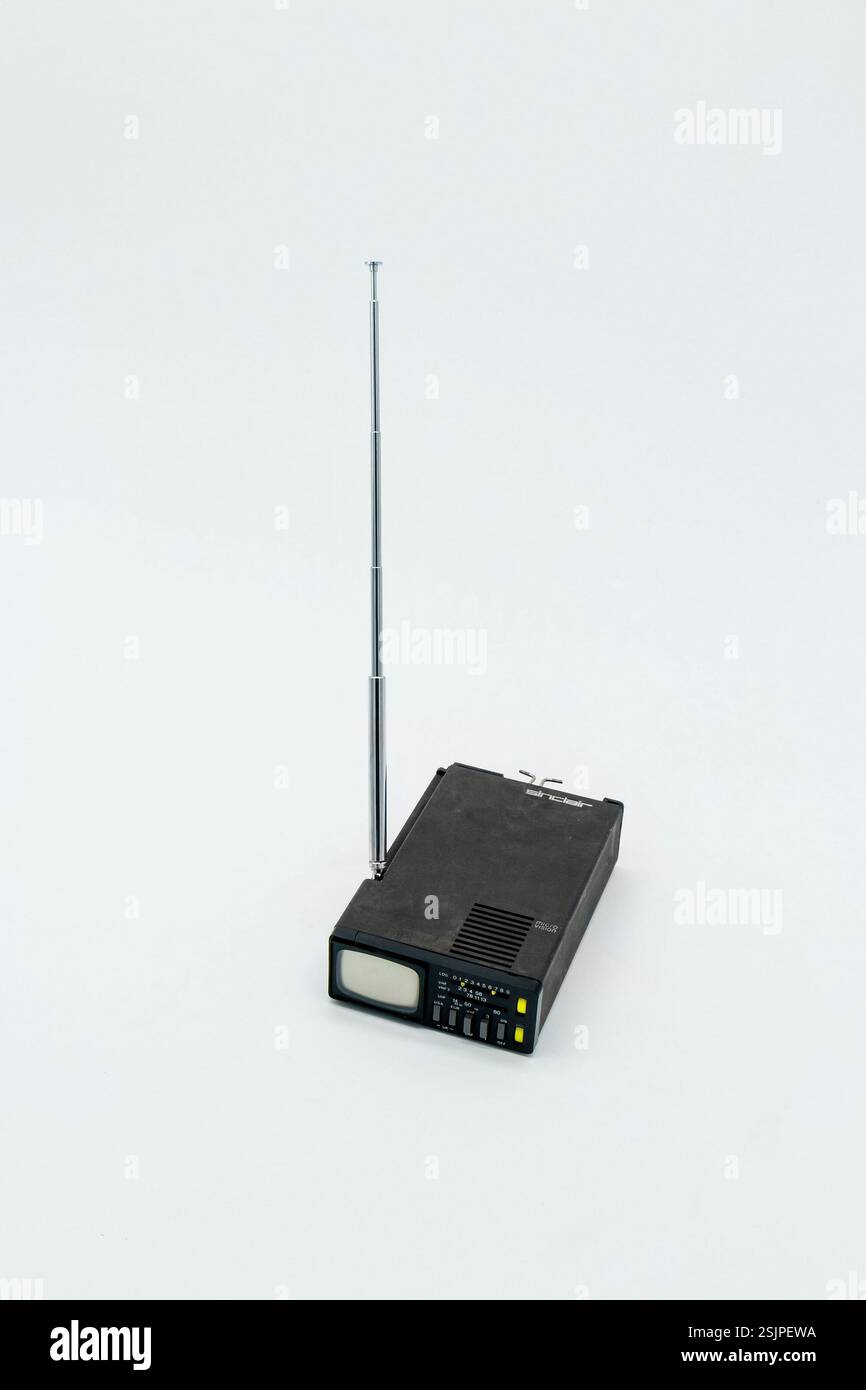 vintage Sinclair Microvision MTV1 portable television with an antenna ...