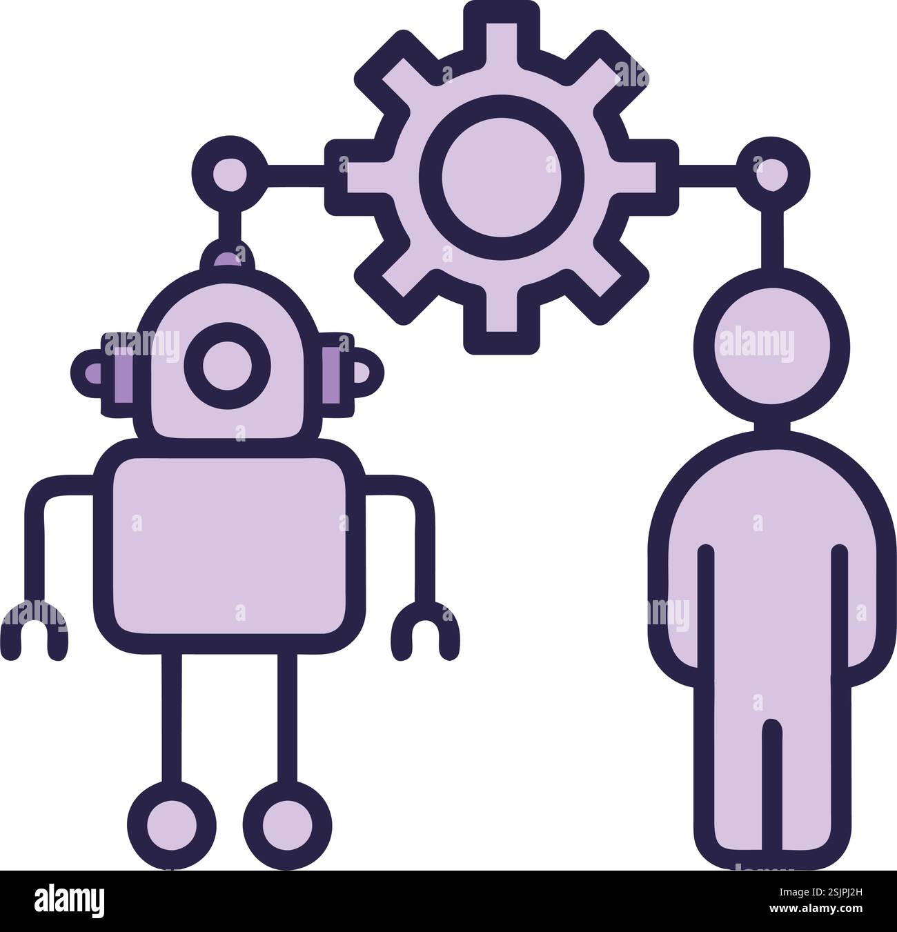 Robot working with human gears teamwork Stock Vector Image & Art - Alamy