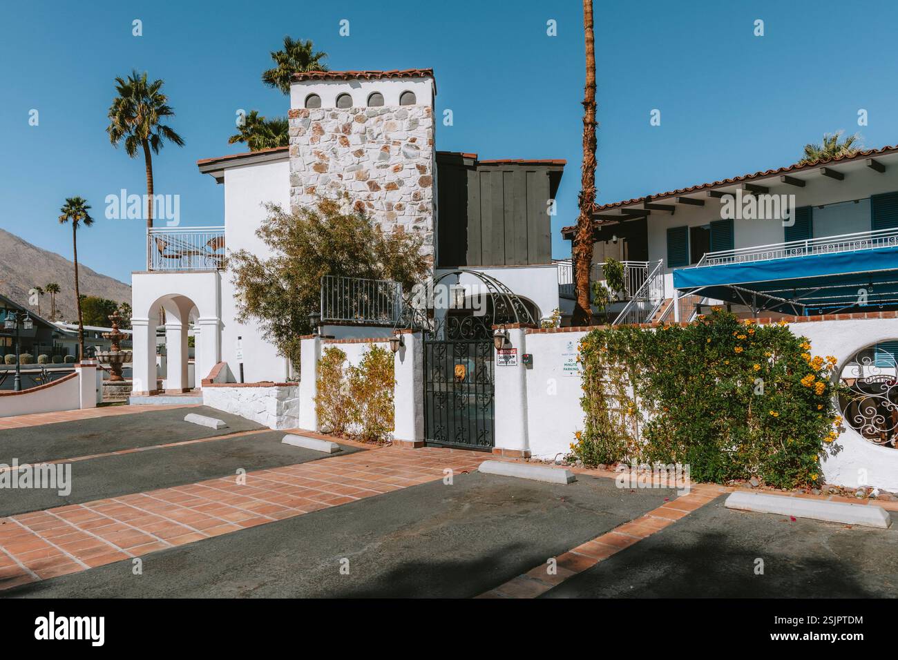 Mykonos Greek style motel and hotel, Palm Springs, California Stock ...