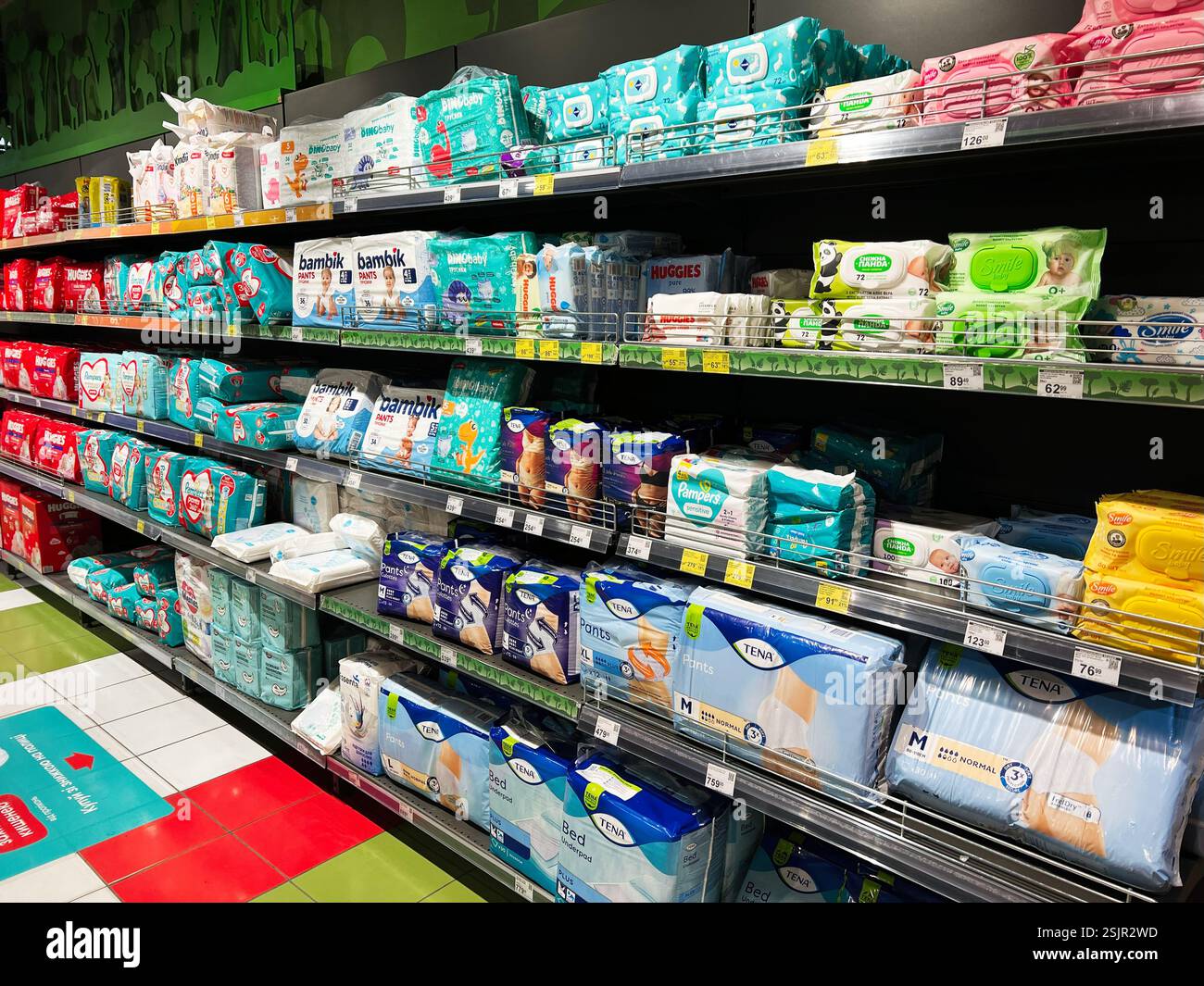 Kyiv, Ukraine - February 11, 2025: A wide variety of baby and adult ...