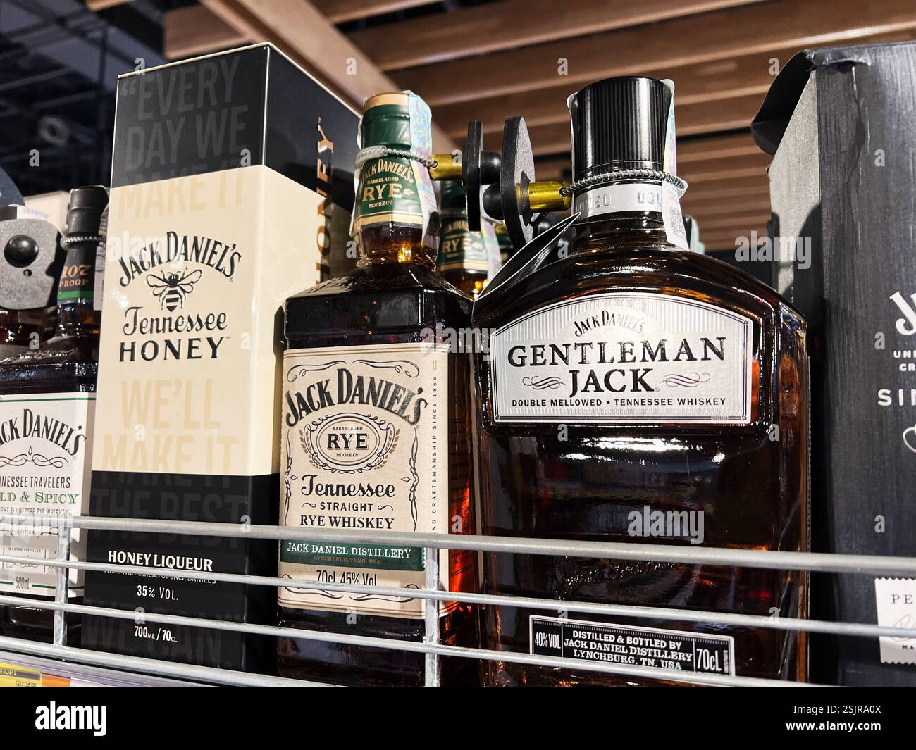 Kyiv, Ukraine - February 11, 2025: Close-up of Jack Daniel's whiskey ...
