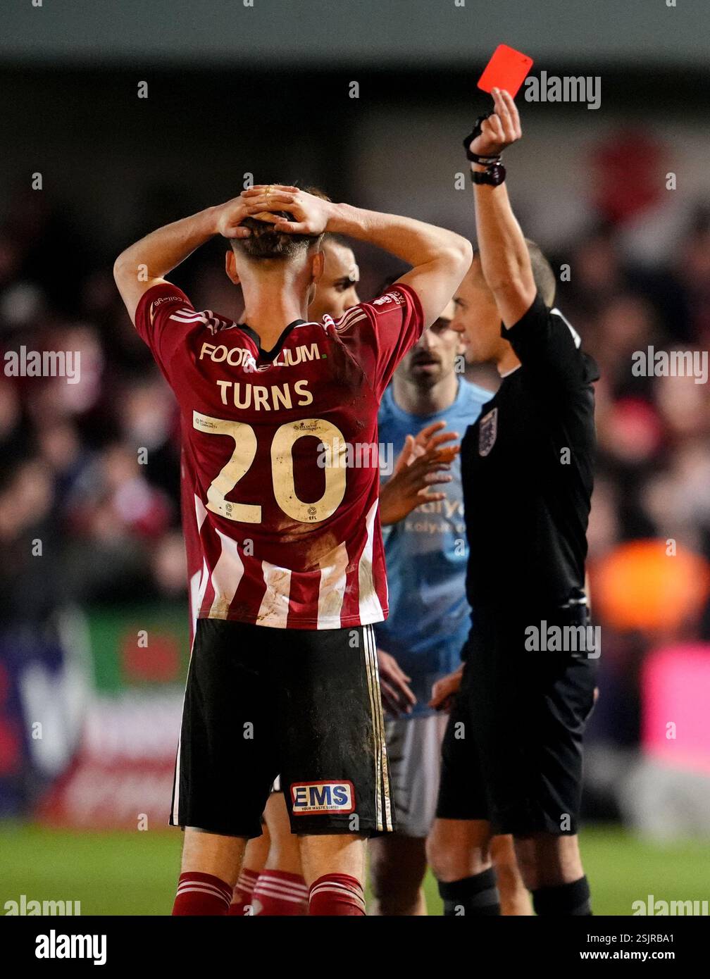 Exeter City's Ed Turns is sent off during the Emirates FA Cup fourth ...