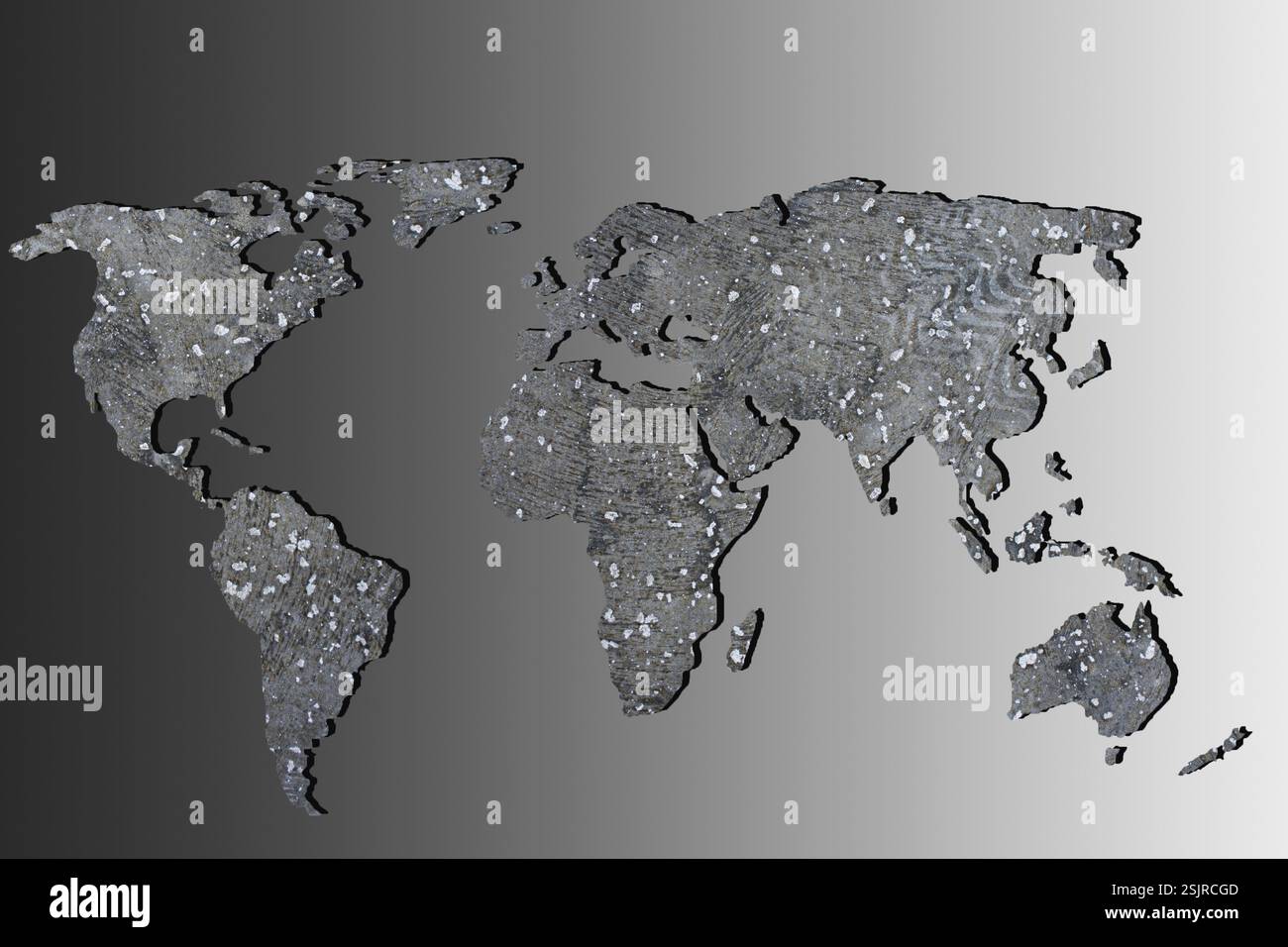 Roughly outlined world map with a gray background Stock Photo - Alamy