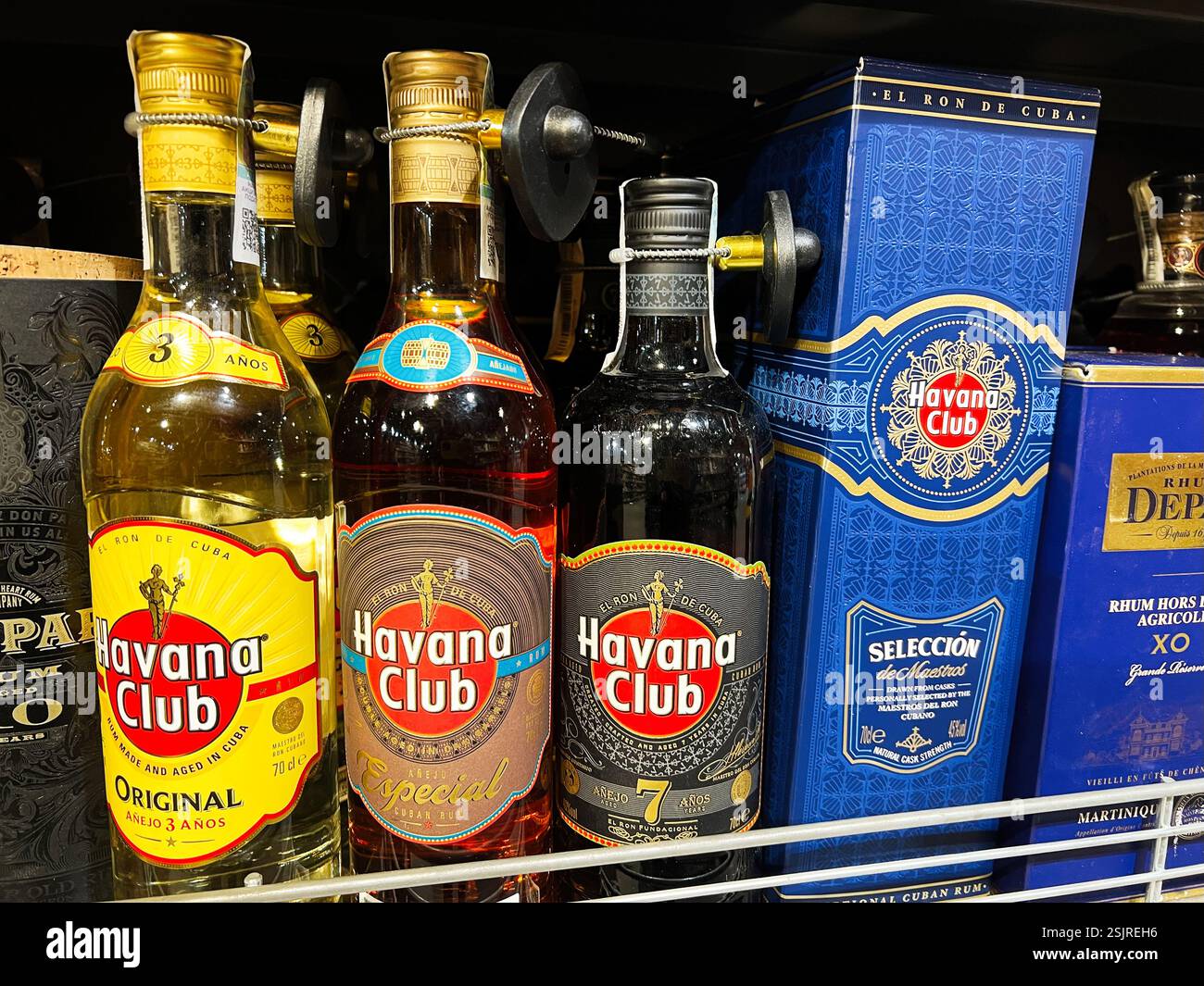 Kyiv, Ukraine - February 11, 2025: Various Havana Club rum bottles ...