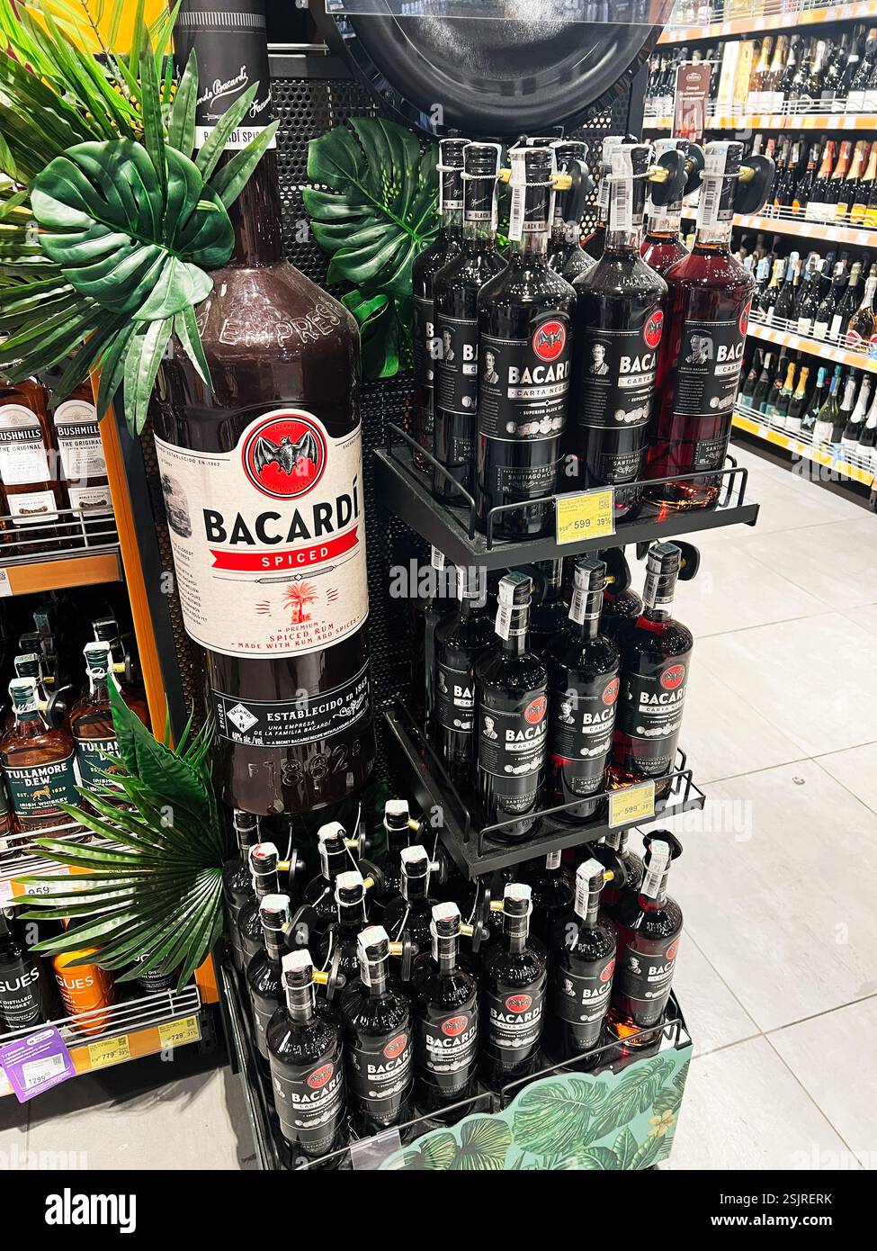 Kyiv, Ukraine - February 11, 2025: A retail display featuring Bacardi ...